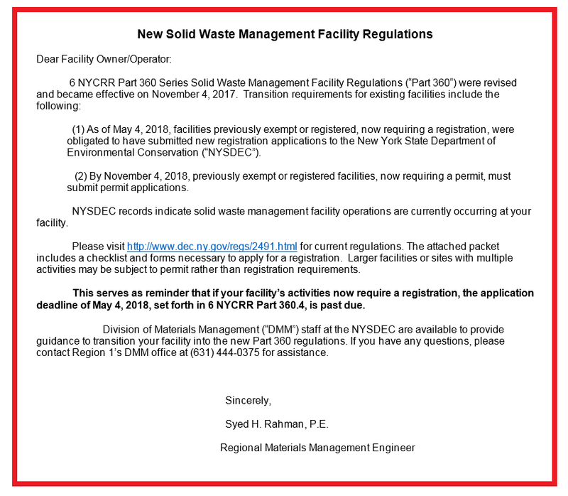 Have You Taken Steps to Comply with NYSDEC’s Part 360 Registration ...