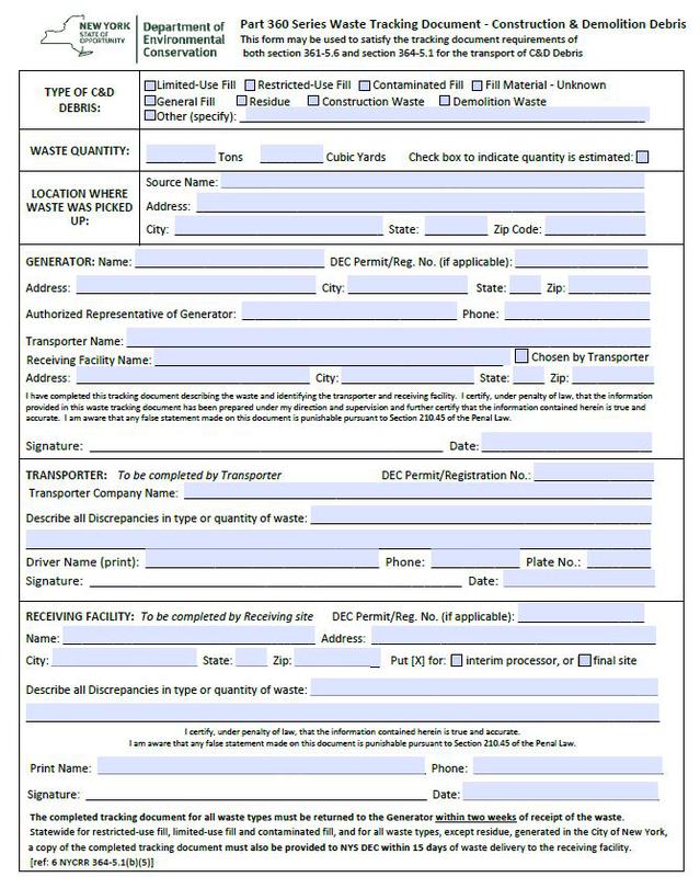 New NYSDEC Enforcement Discretion for Waste Manifests and Shipping ...